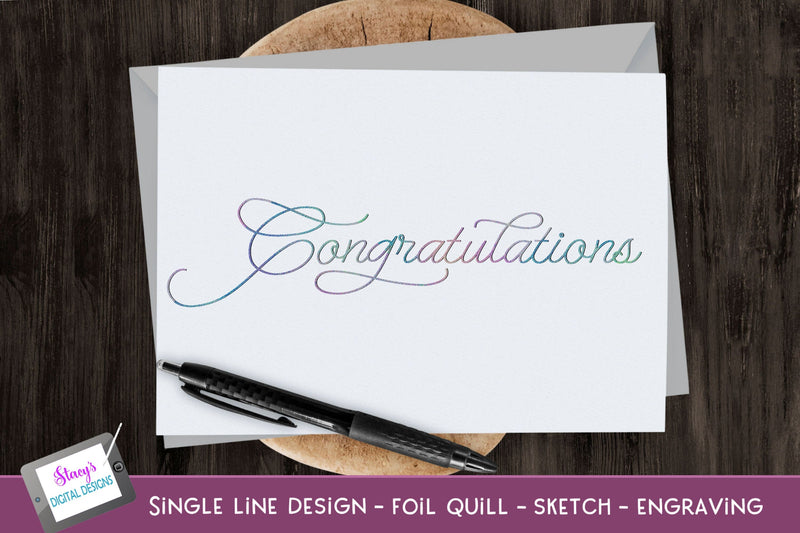 Single Line Congratulations Bundle | 6 foil quill designs - So Fontsy