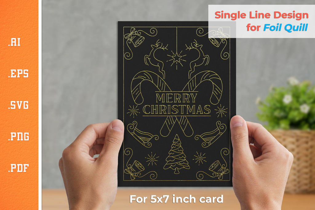 Single Line Design 5x7 inch Christmas Card for Foil Quill 4 - So Fontsy