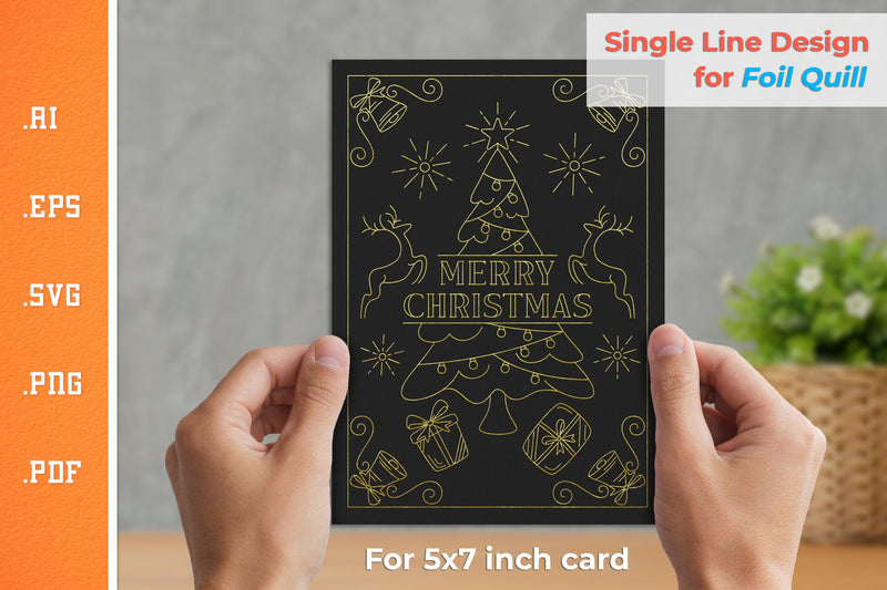 Single Line Design 5x7 inch Christmas Card for Foil Quill 7 - So Fontsy