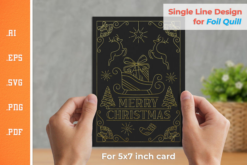 Single Line Design 5x7 inch Christmas Card for Foil Quill 9 - So Fontsy
