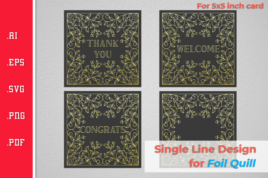 Single Line Design Greeting Cards For Foil Quill - So Fontsy
