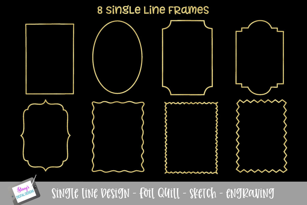 Single Line Frame Bundle - 8 Foil Quill / Sketch SVG Files - So Fontsy