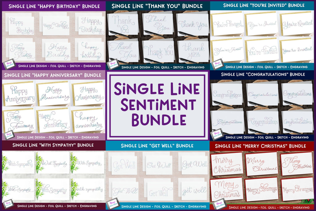 Single Line Sentiment Bundle | Single Line Greeting Card SVG - So Fontsy