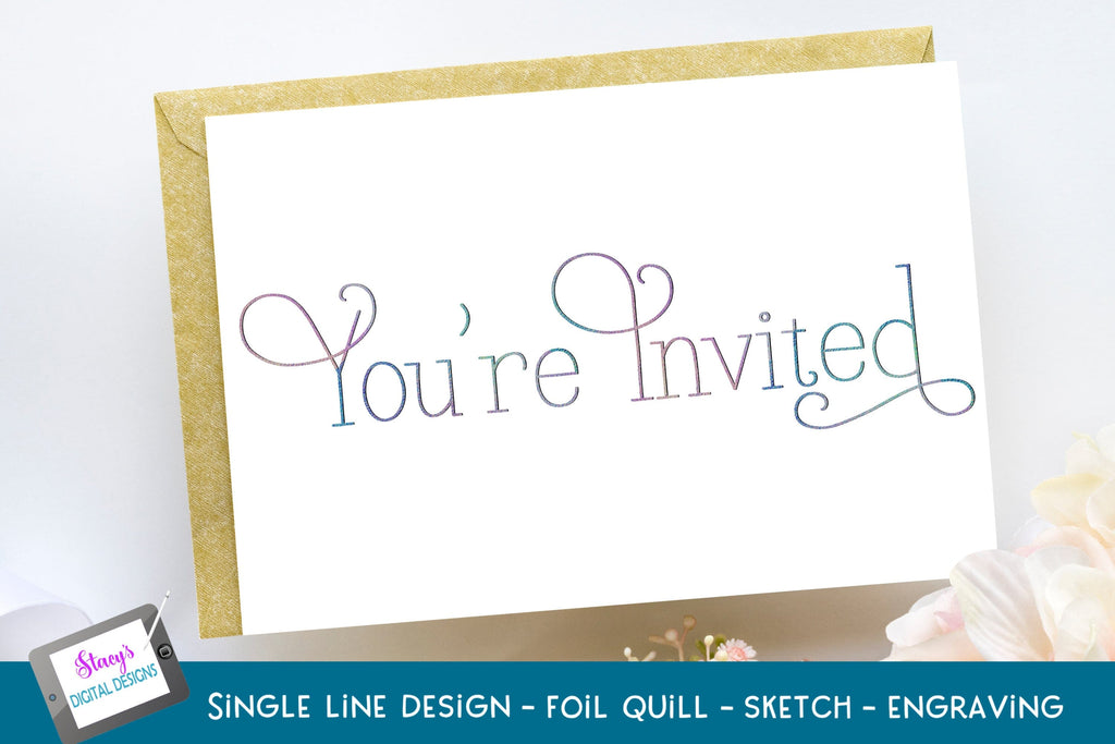 Single Line You're Invited Bundle | Single Line Invitations - So Fontsy