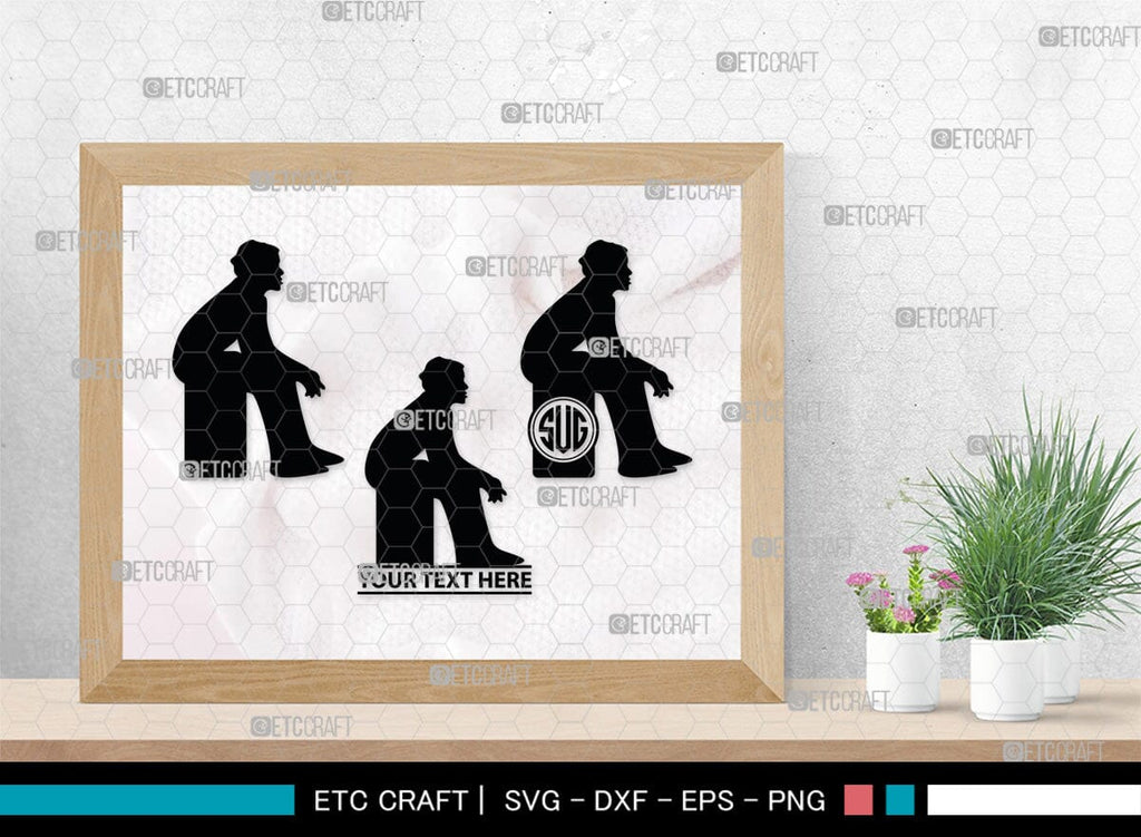 Sitting People Monogram, Sitting People Silhouette, Sitting People SVG ...