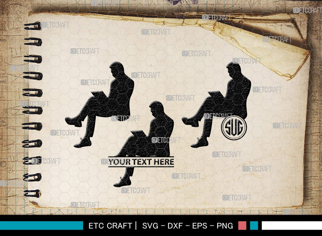 Sitting People Monogram, Sitting People Silhouette, Sitting People SVG ...