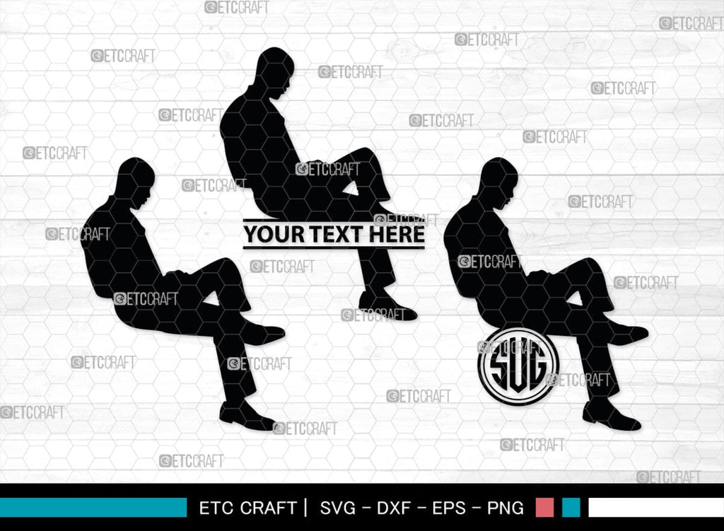 Sitting People Monogram, Sitting People Silhouette, Sitting People SVG ...