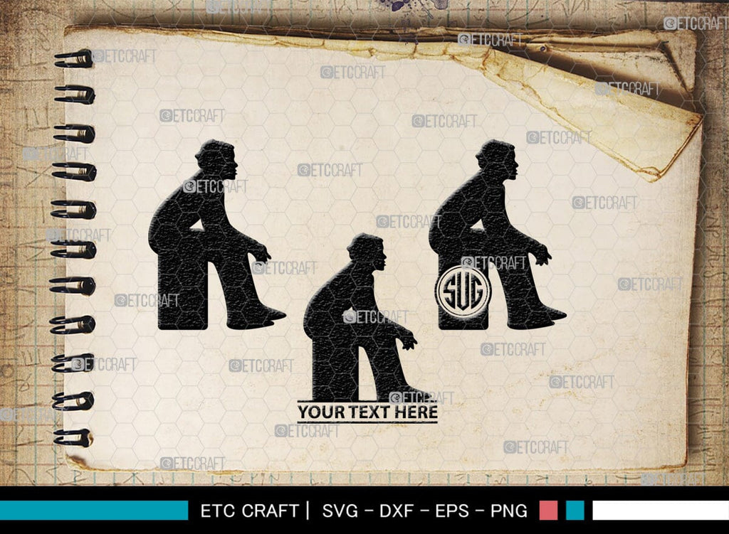 Sitting People Monogram, Sitting People Silhouette, Sitting People SVG ...