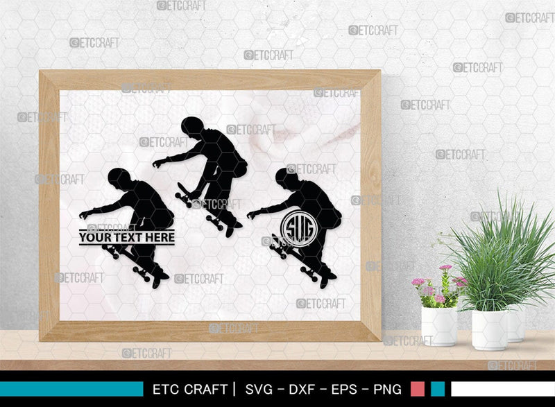 Skateboarding Monogram, Skateboarding Silhouette, Skate Boarding Svg ...