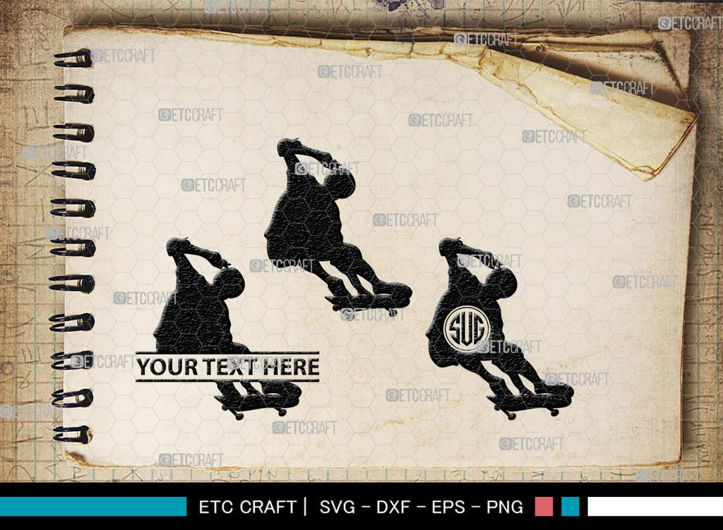 Skateboarding Monogram, Skateboarding Silhouette, Skate Boarding Svg ...