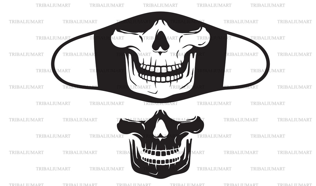 Skeleton Face Mask. Skull Jaw. Cut files for Cricut. Clip Art (eps, svg ...