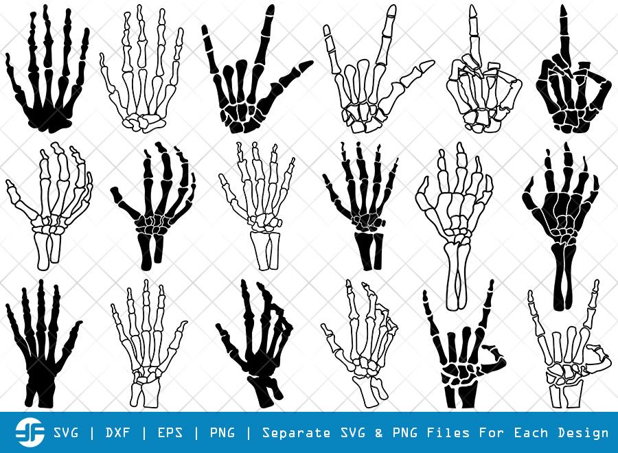 Skeleton Hand SVG Cut Files | Skeleton Rock Hand Silhouette - So Fontsy