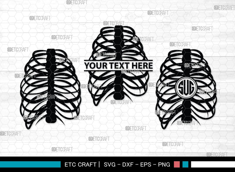 Skeleton Rib Cage Monogram, Skeleton Rib Cage Silhouette, Skeleton Rib ...