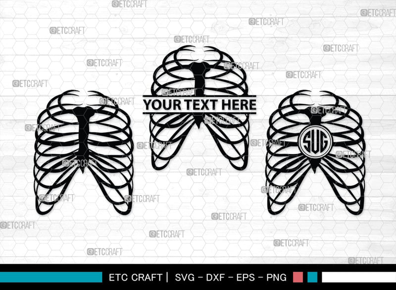 Skeleton Rib Cage Monogram, Skeleton Rib Cage Silhouette, Skeleton Rib ...