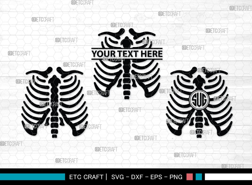 Skeleton Rib Cage Monogram, Skeleton Rib Cage Silhouette, Skeleton Rib ...