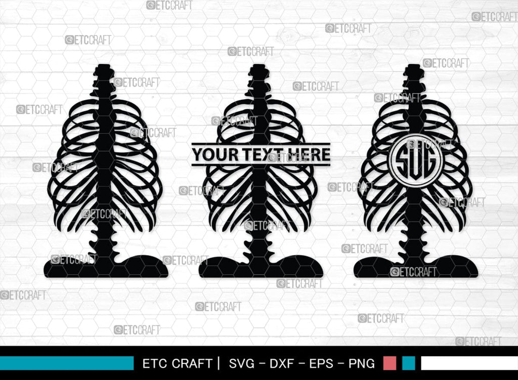 Skeleton Rib Cage Monogram, Skeleton Rib Cage Silhouette, Skeleton Rib ...