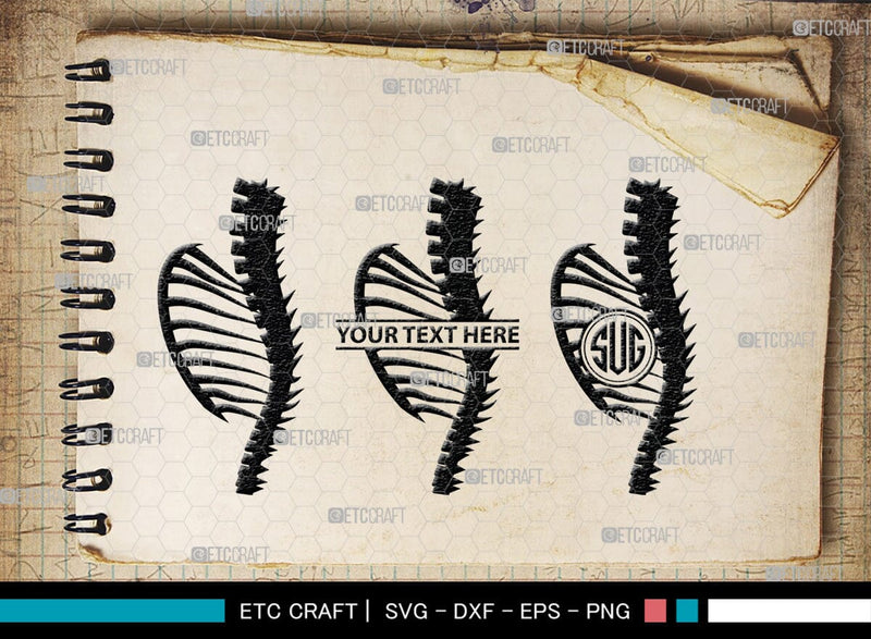 Skeleton Rib Cage Monogram, Skeleton Rib Cage Silhouette, Skeleton Rib ...