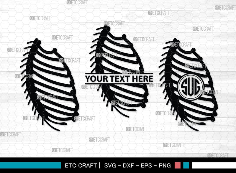 Skeleton Rib Cage Monogram, Skeleton Rib Cage Silhouette, Skeleton Rib ...