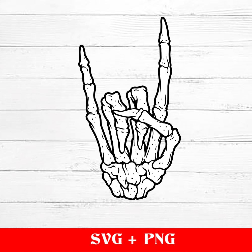 Skeleton Rock On Devil Horns Hand Gesture Halloween Rocker Terror Ghoul ...