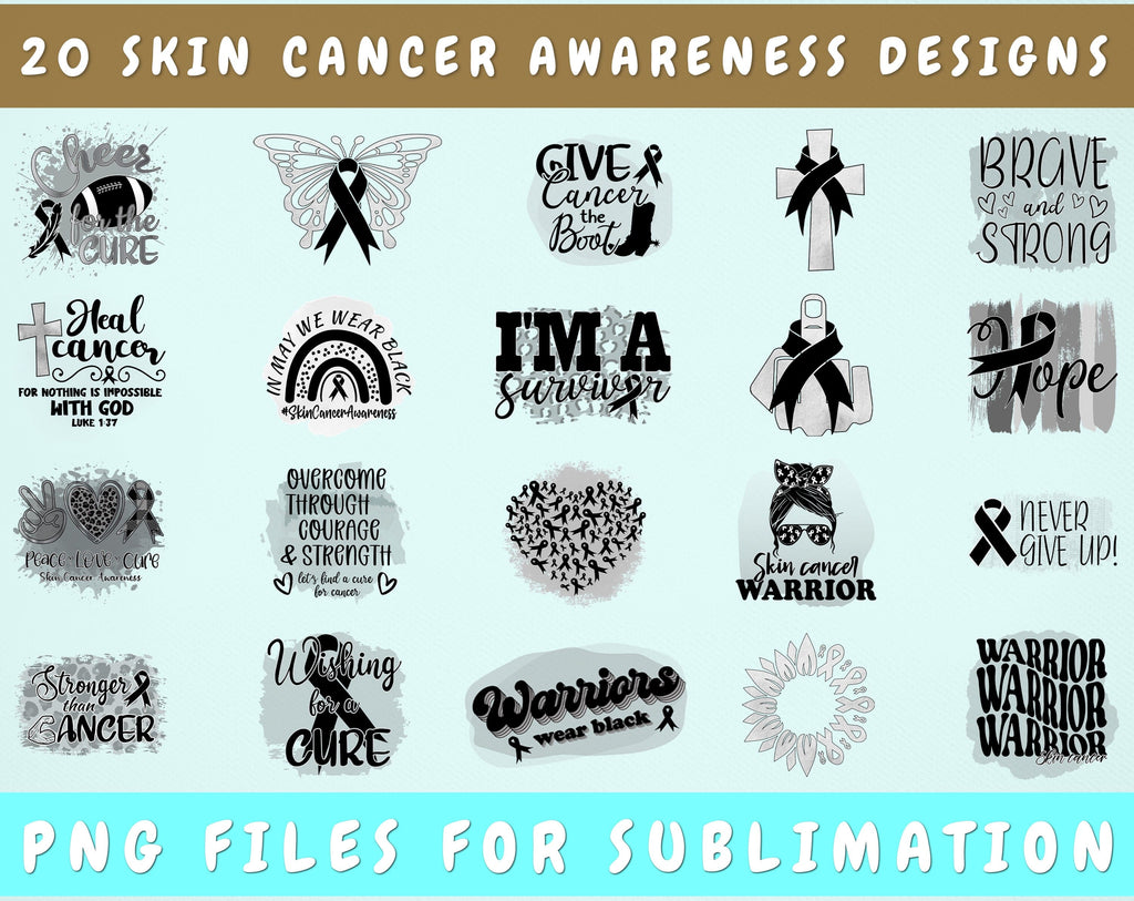 Skin Cancer Awareness Sublimation Designs Bundle, 20 Designs, Skin ...