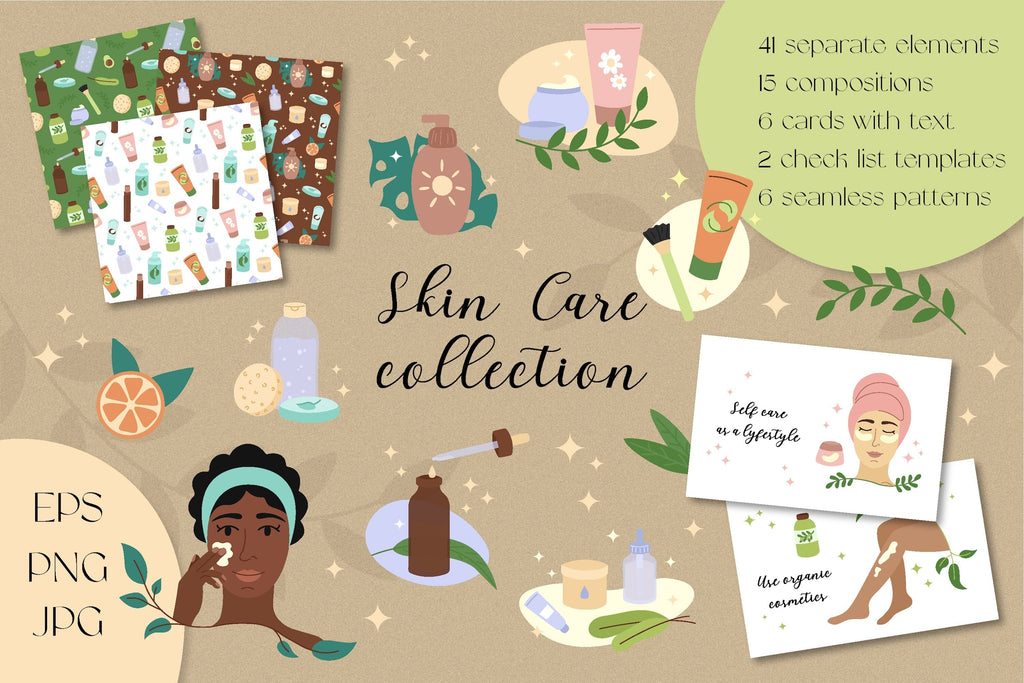 Skin Care Collection | PNG Illustrations & Vector Patterns - So Fontsy