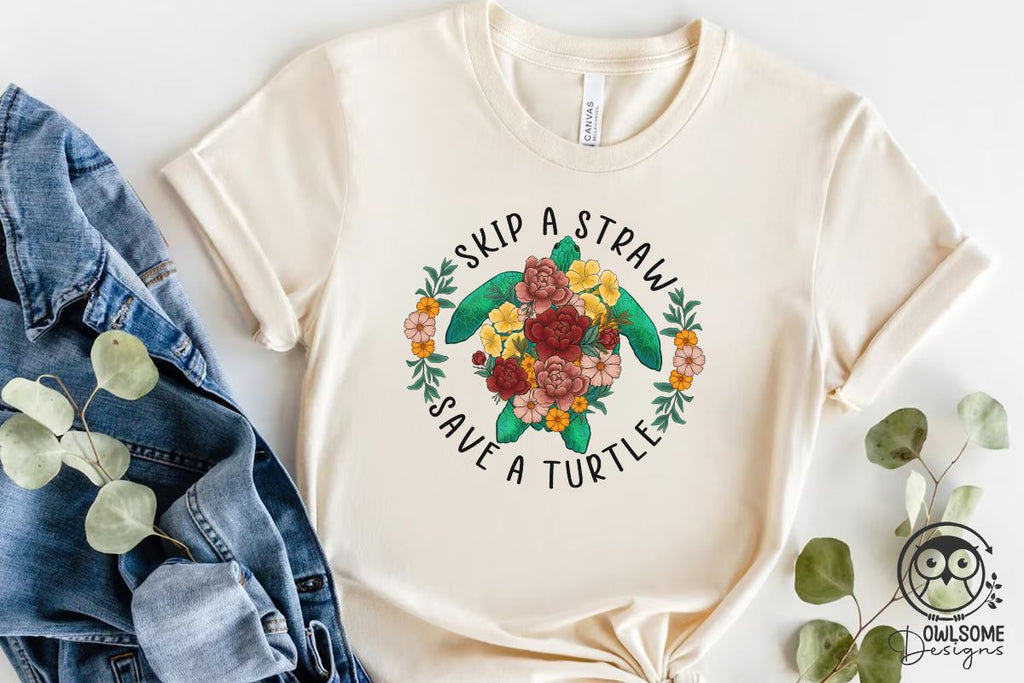 Skip A Straw Save A Turtle PNG Sublimation - So Fontsy