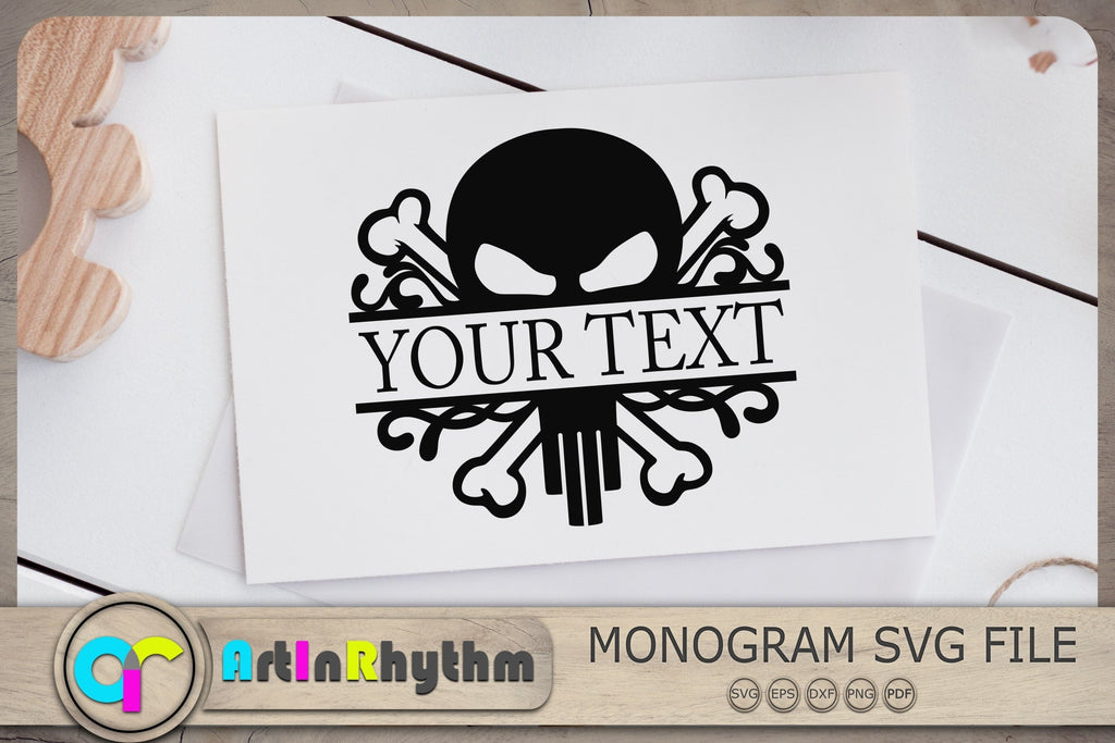 Skull Split Monogram Svg, Skull Svg - So Fontsy