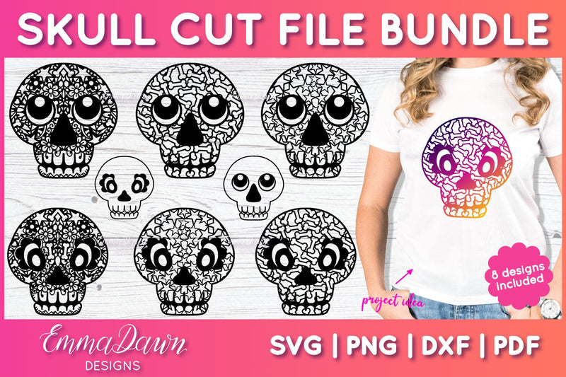 Skull SVG Bundle, Halloween Skulls SVG - So Fontsy