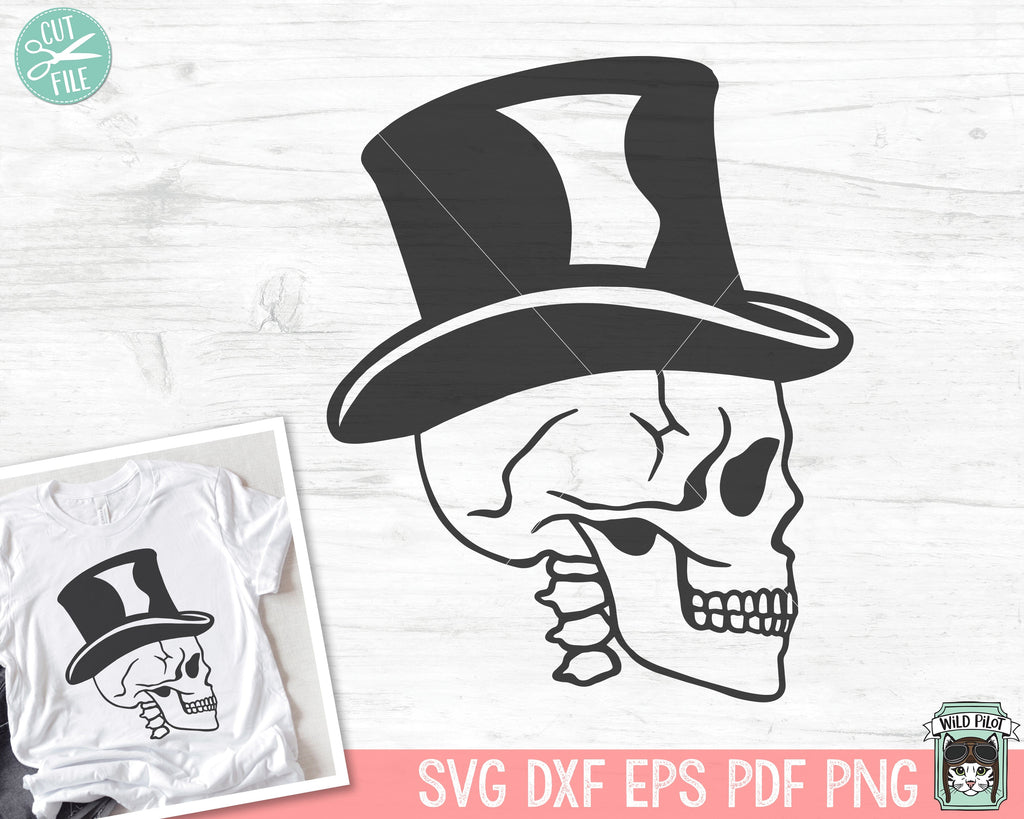 Skull SVG, Halloween SVG, Skull Top Hat SVG, Skull png, Top Hat Skull ...