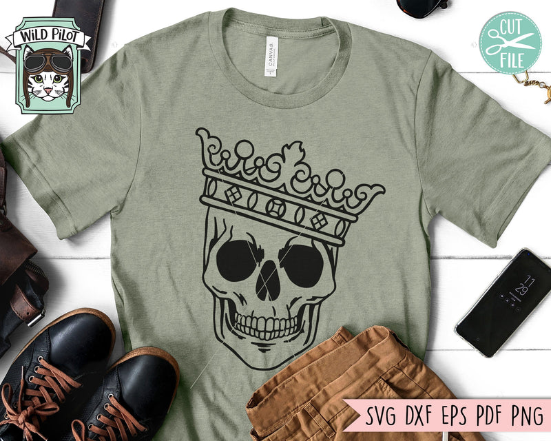 Skull with Crown svg file, Crown Skull svg, Skull cut file, Queen King ...