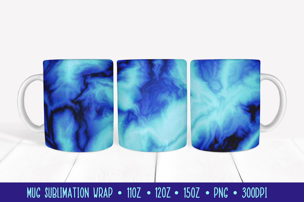 Sky Blue Mug Sublimation Wrap Marble Texture Mug Design - So Fontsy
