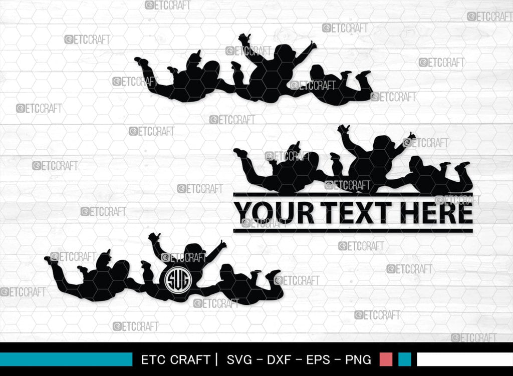 Sky Diving Monogram, Sky Diving Silhouette, Sky Diving SVG, Sky Diving ...
