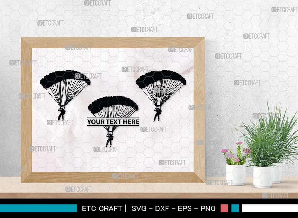 Sky Diving Monogram, Sky Diving Silhouette, Sky Diving SVG, Sky Diving ...