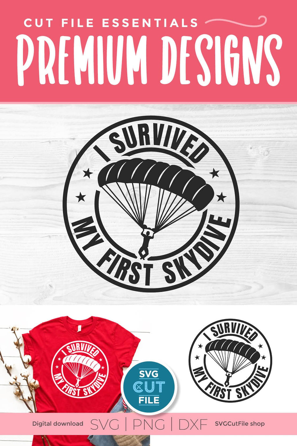 Skydiving svg-I Survived My First Sky Dive svg - So Fontsy