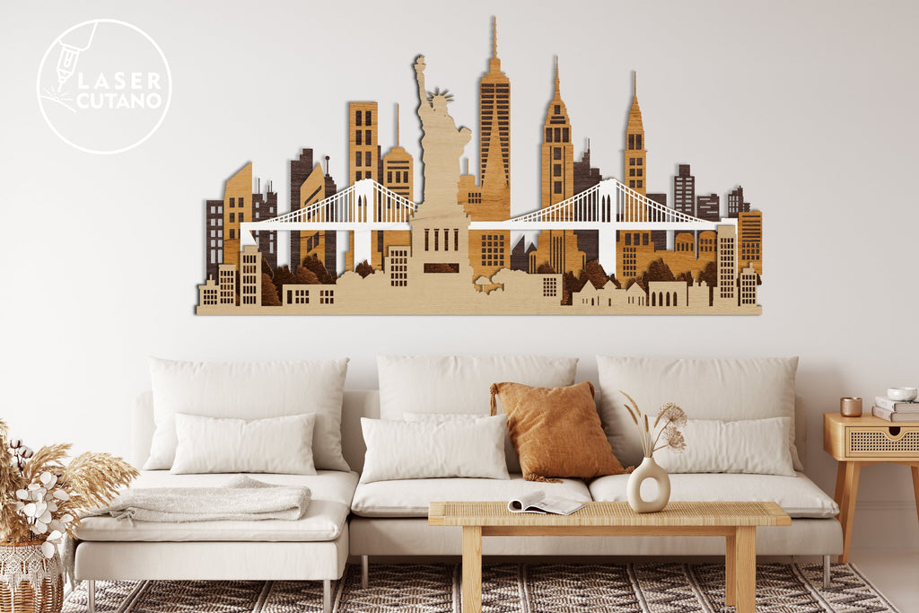 SKYLINE CUSTOM Multilayer Laser Cut Files for Laser Cut Wood or Cricut ...