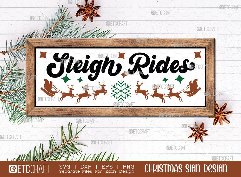 Sleigh Rides Sign SVG Cut File | Merry Christmas Svg | Horizontal Sign ...