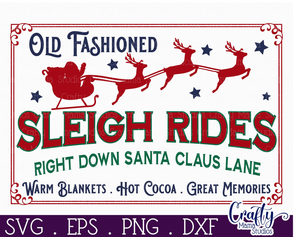 Sleigh Rides Sign, Vintage Christmas Farmhouse Svg - So Fontsy