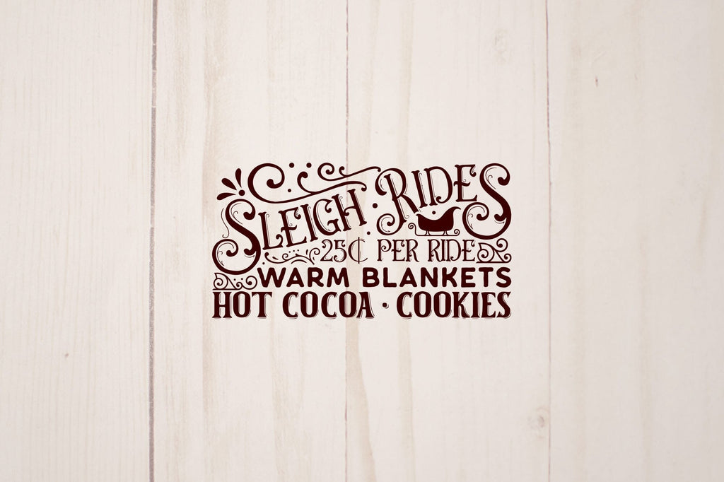 Sleigh Rides, Vintage Christmas Sign SVG - So Fontsy