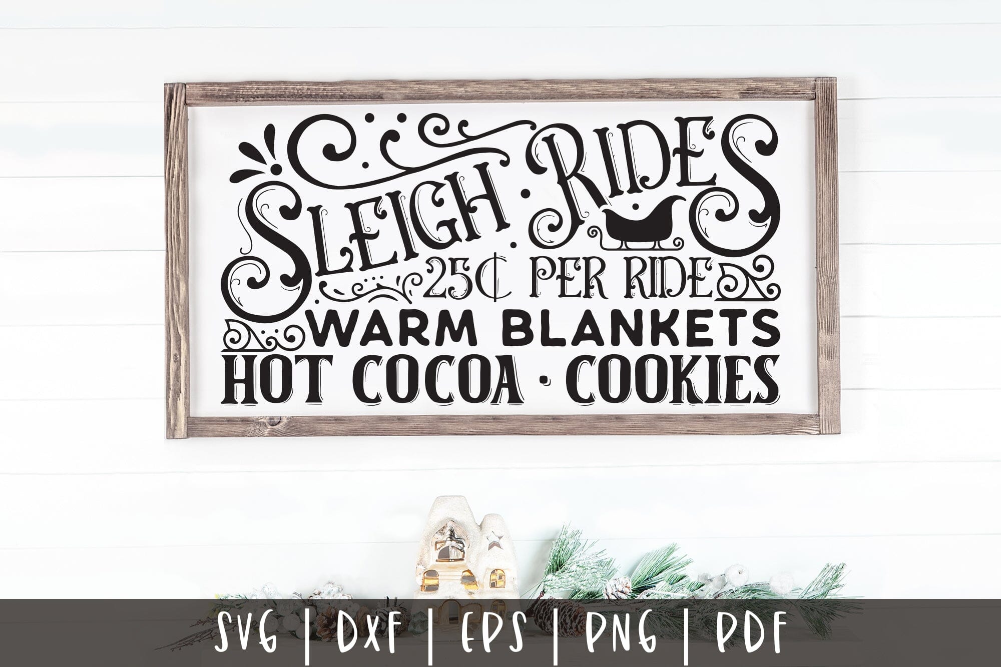 Sleigh Rides, Vintage Christmas Sign SVG - So Fontsy