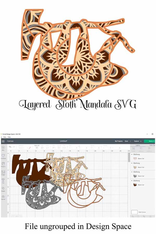 Sloth Layered Mandala SVG - So Fontsy