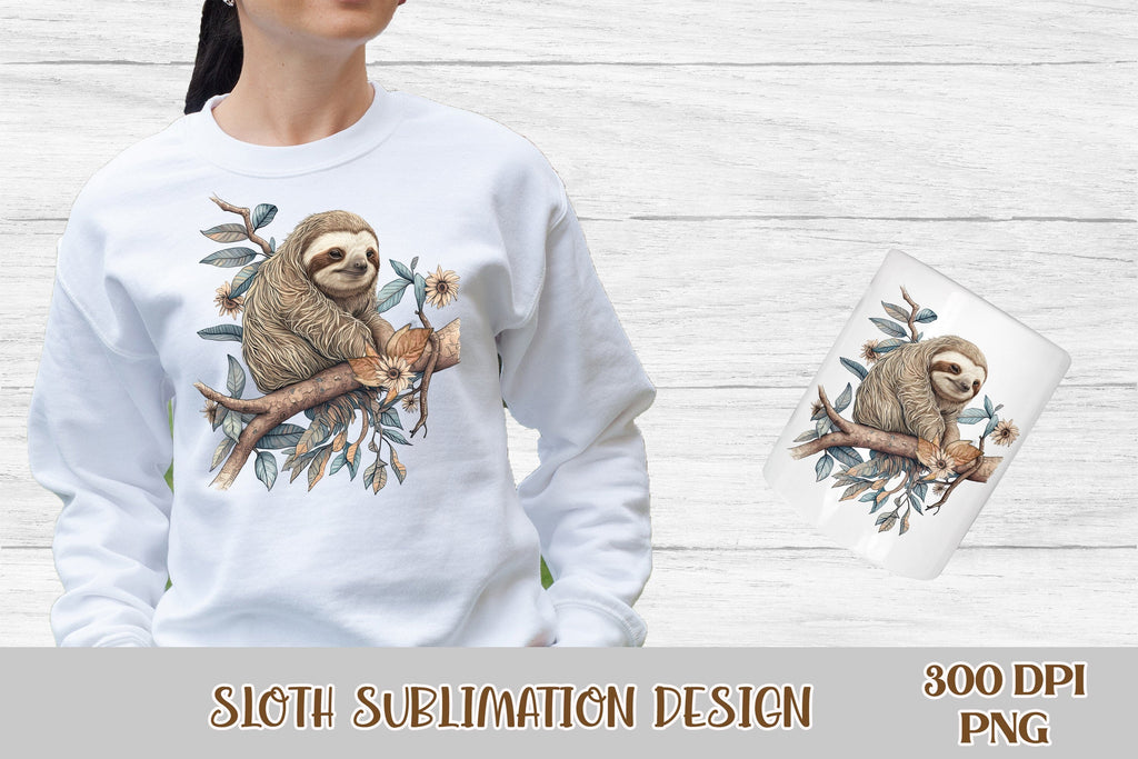 Sloth sublimation design | Sloth PNG design - So Fontsy
