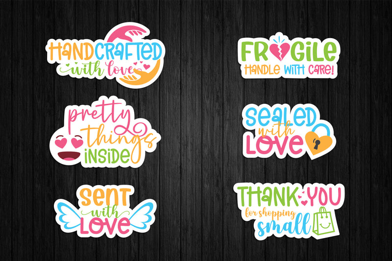 Small Business Stickers - 12 Designs Bundle - So Fontsy