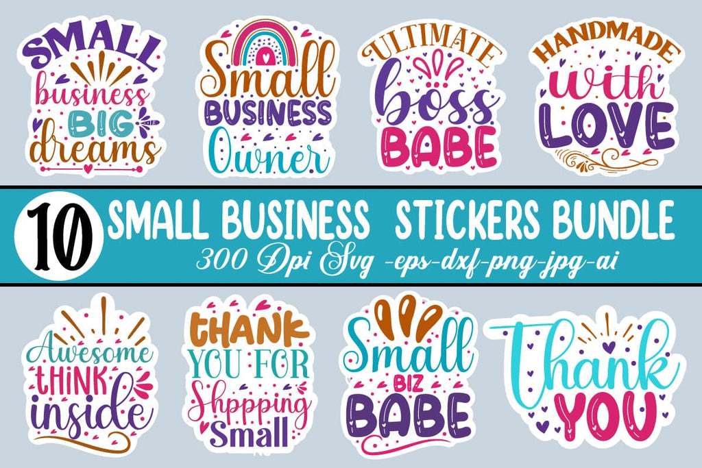 Small Business Sublimation Stickers Bundle - So Fontsy