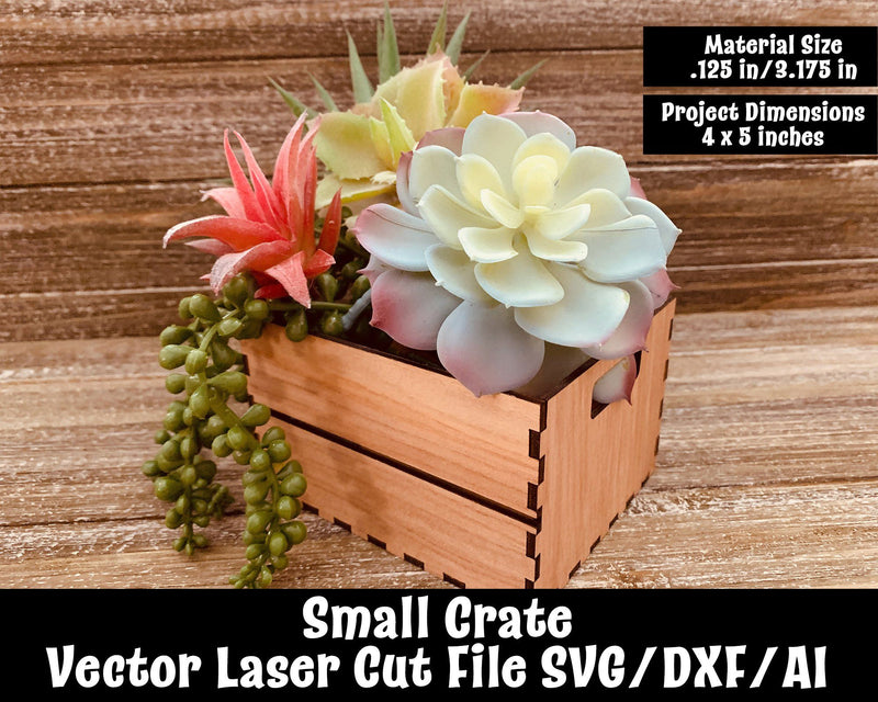 Small Crate Vector Laser Cut File - So Fontsy