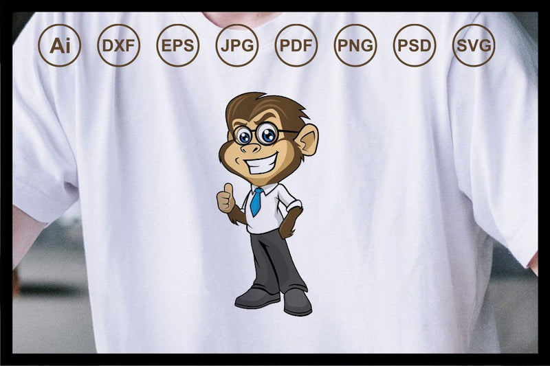 Smart monkey cartoon character design illustration - So Fontsy