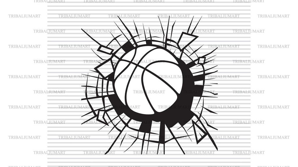 Smashing basketball ball. Cut files for Cricut. Clip Art silhouettes ...