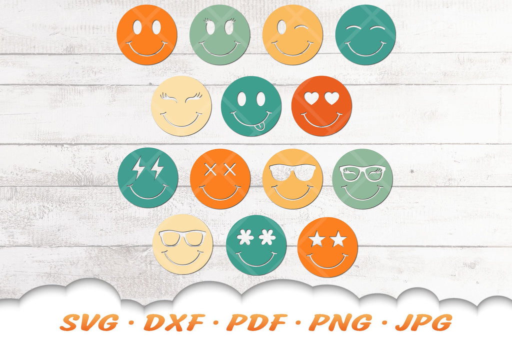 Smiley Face SVG | Retro Happy Face SVG Bundle - So Fontsy