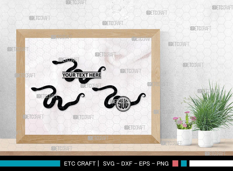 Snake Monogram, Snake Silhouette, Snake SVG, Serpent Svg, Viper Snake ...