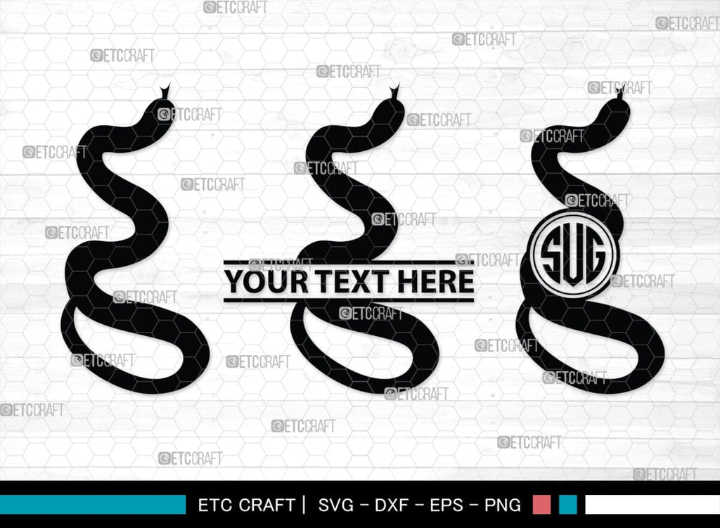 Snake Monogram, Snake Silhouette, Snake SVG, Serpent Svg, Viper Snake ...