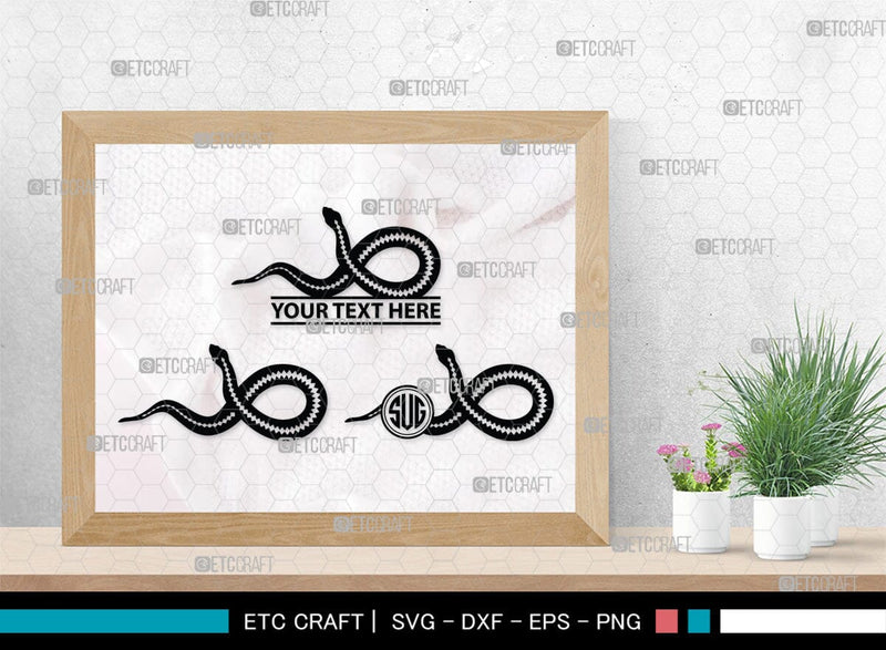 Snake Monogram, Snake Silhouette, Snake SVG, Serpent Svg, Viper Snake ...